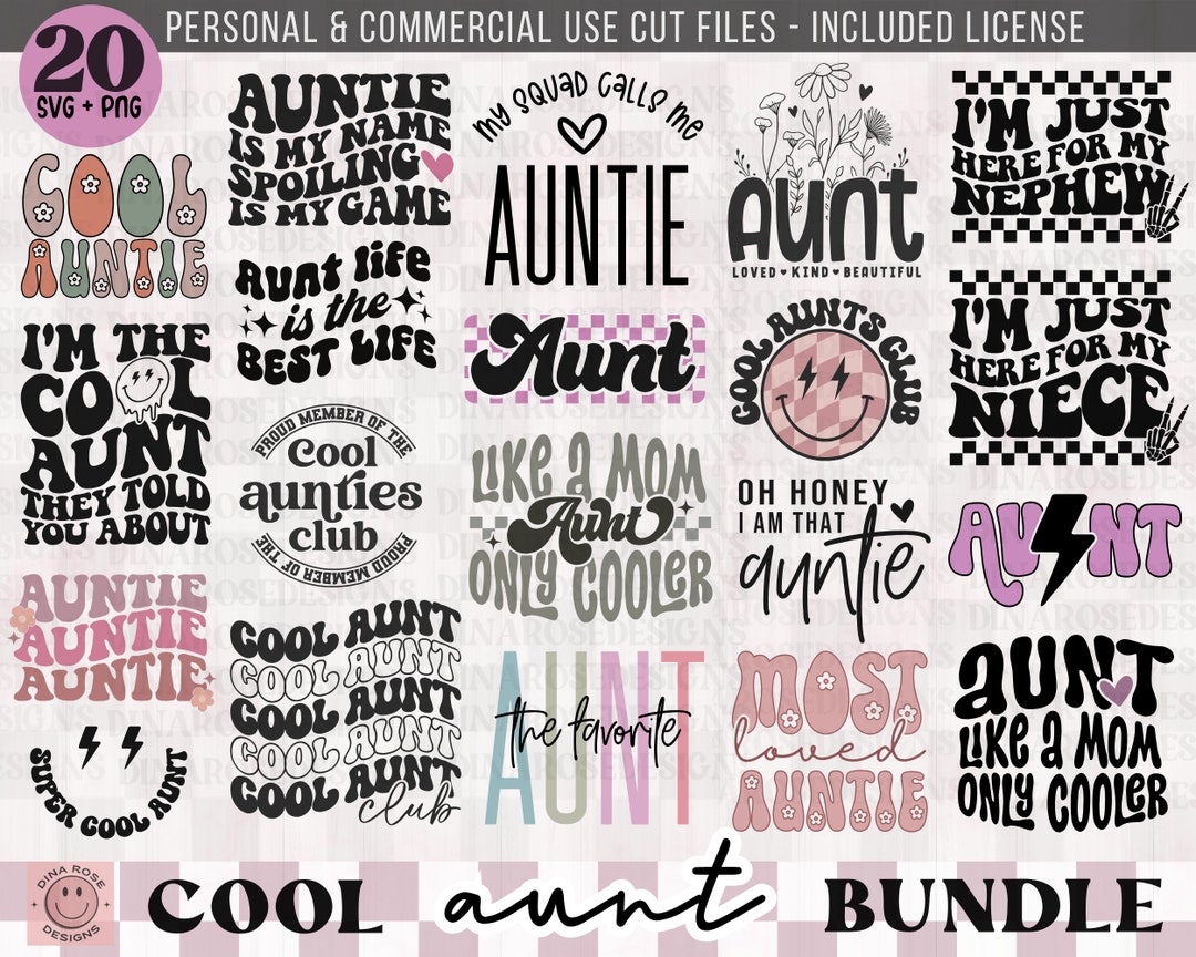 Aunt Svg Bundle, Cool Aunt Svg, Auntie Svg Bundle, Aunt Quotes Svg ...