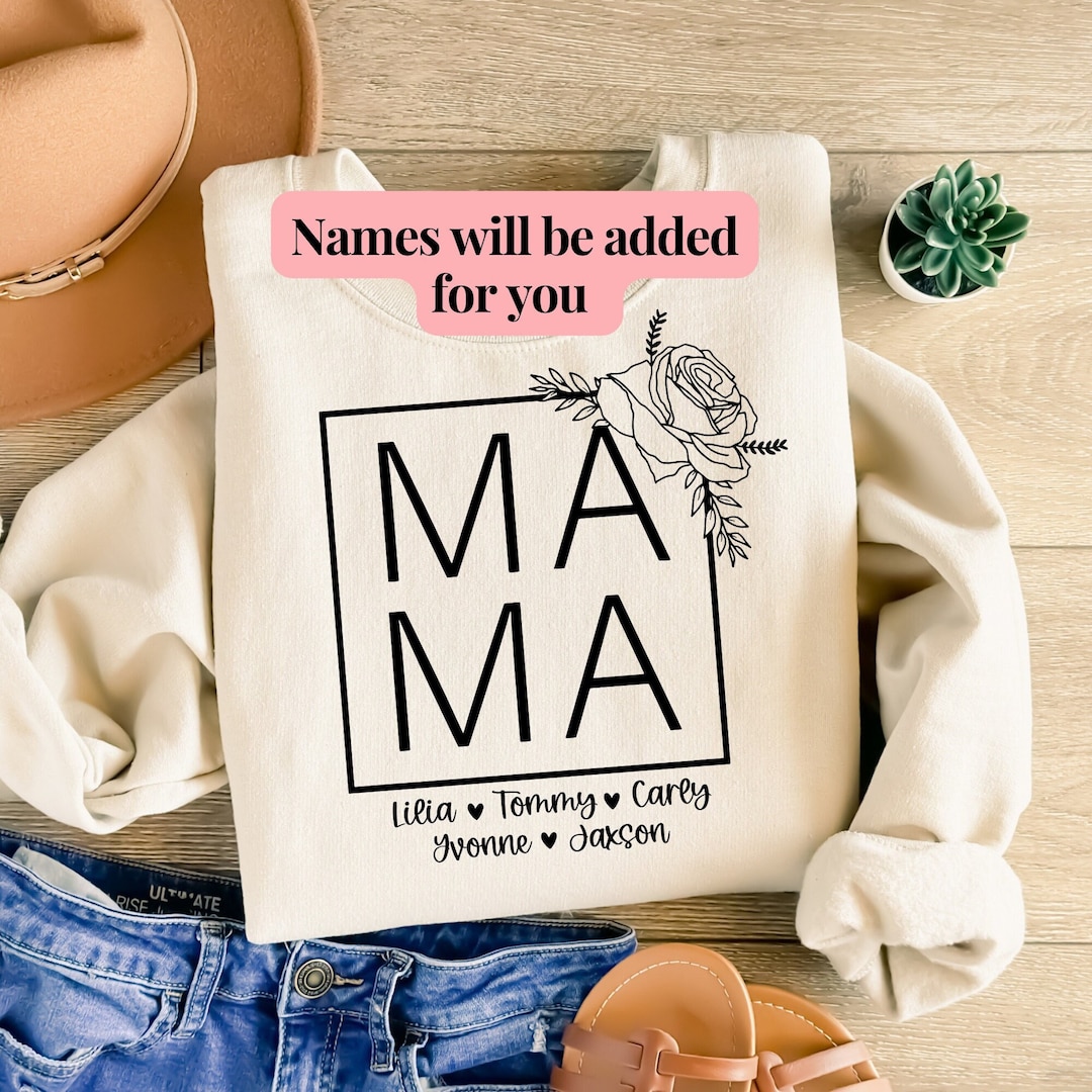 Mama Floral Wreath Svg, Mama Custom Svg, Mama Svg With Kids Name, Kids ...