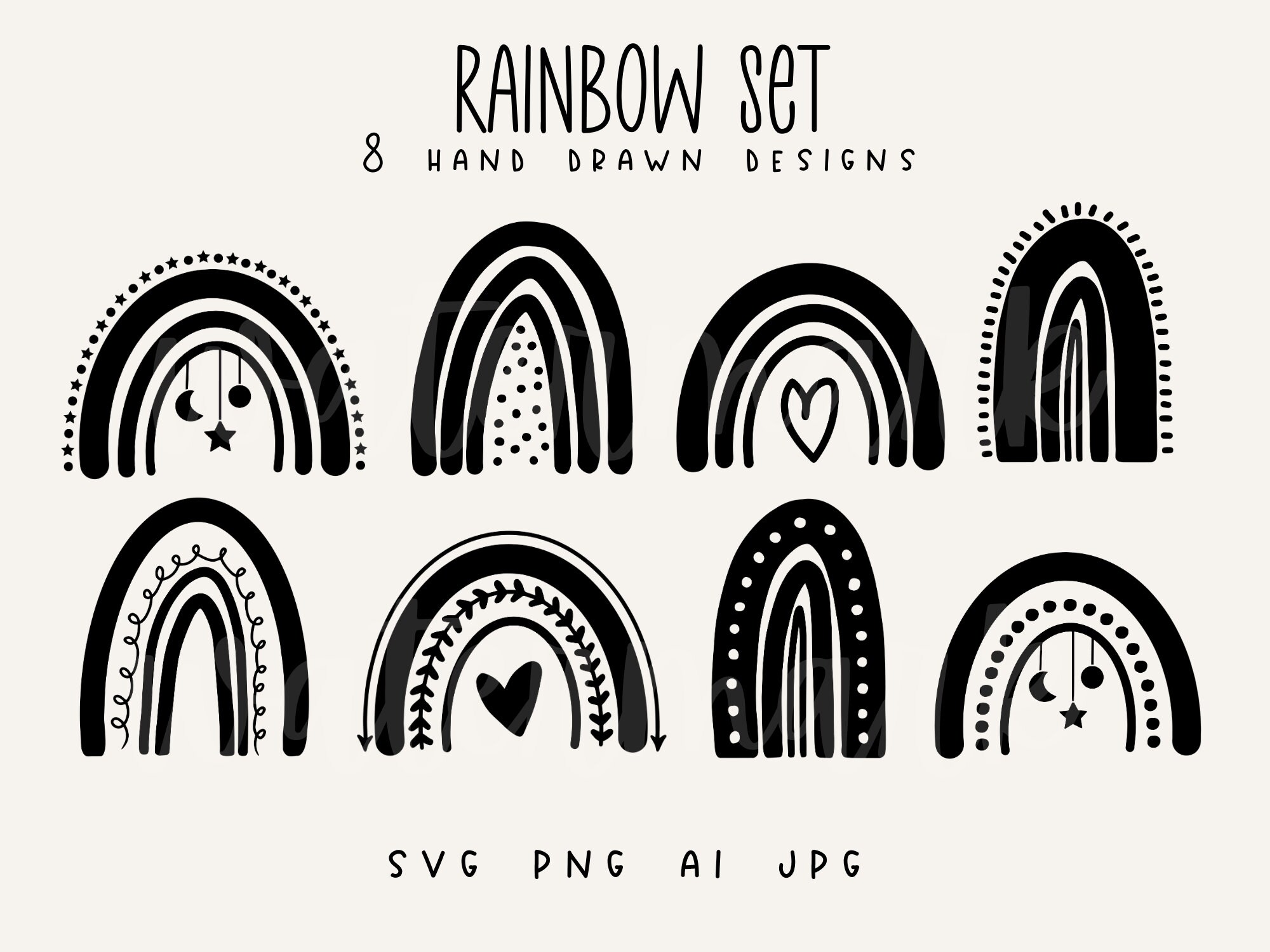 Rainbow Svg Bundle Hand Drawn Rainbow Svg Bundle - Etsy UK