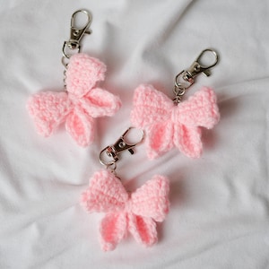 Pink Bow Keychain Crochet - Etsy