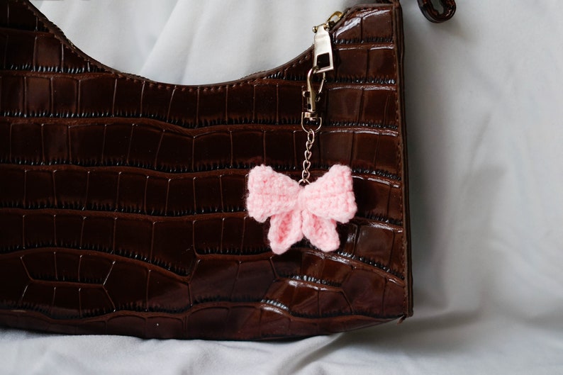 Pink Bow Keychain Crochet - Etsy