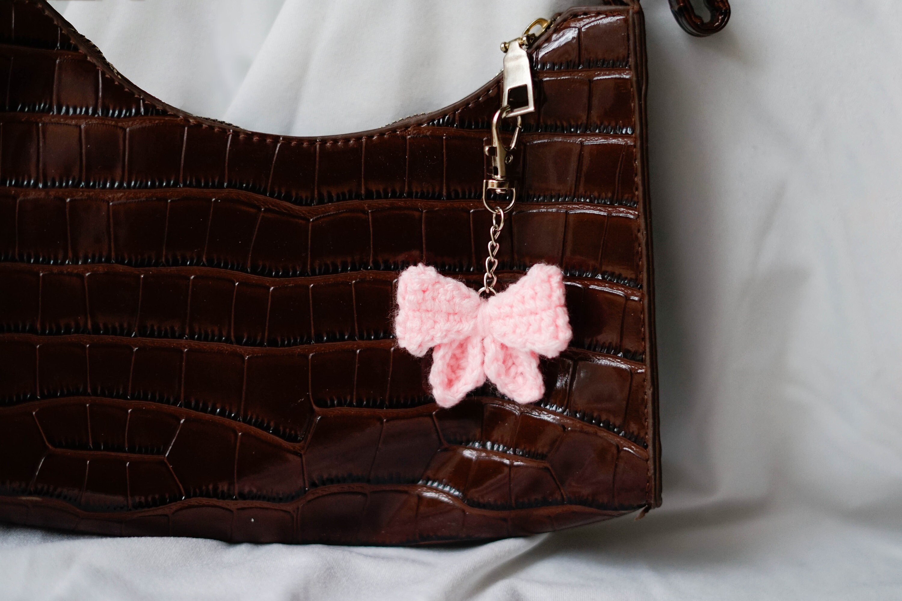 Pink Bow Keychain Crochet - Etsy