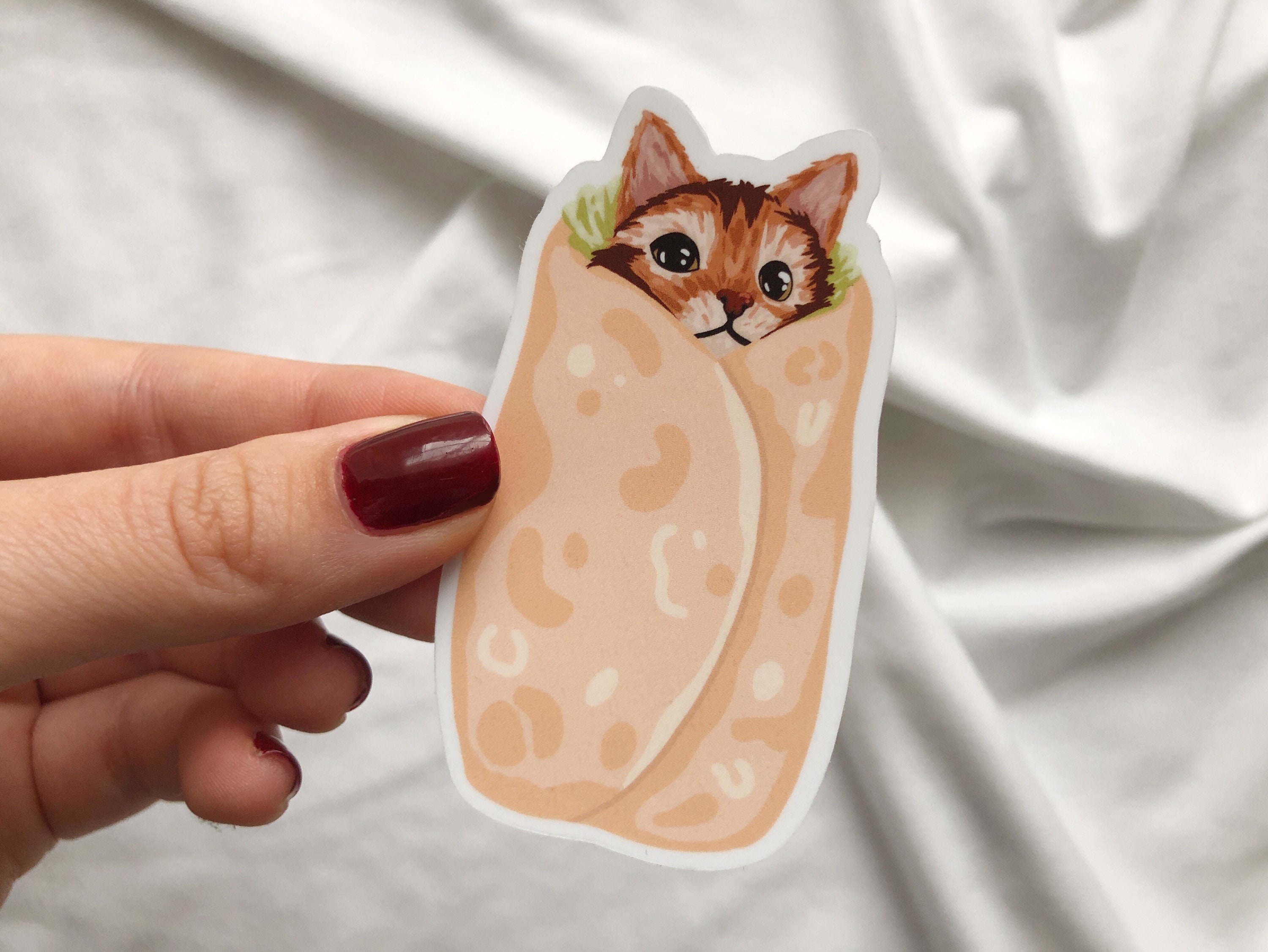 Purrito Cat Burrito Glossy Vinyl Sticker Waterproof | Etsy