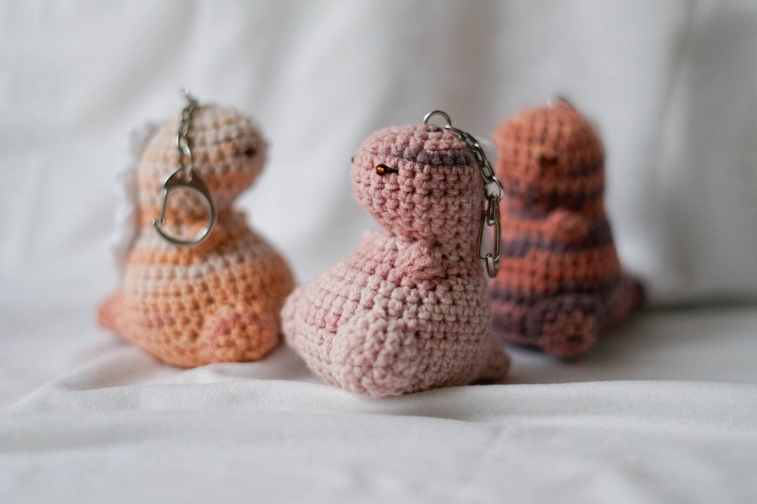 Cute Dinosaur Keychain - Crochet - Etsy
