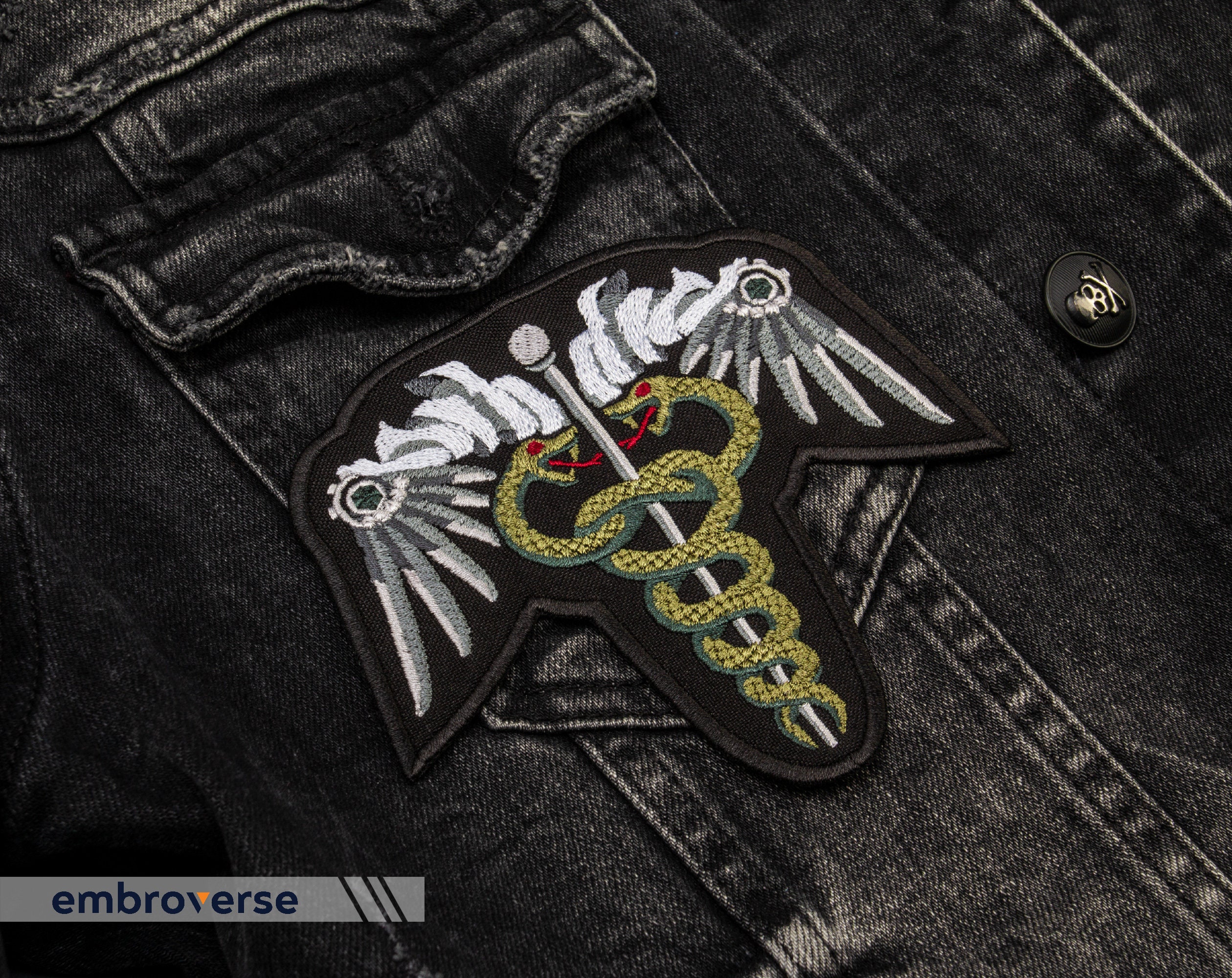 Medical Caduceus Patch Snakes and Wings Symbol Embroidered - Etsy UK