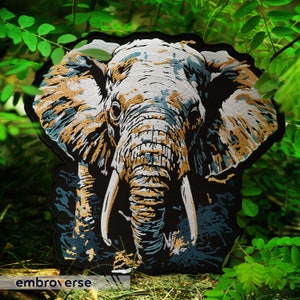 Realistic Elephant Head Large Embroidered Patch - Powerful Indian ...