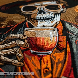 Sophisticated Skeleton Embroidered Large Patch - Dapper Skull With ...