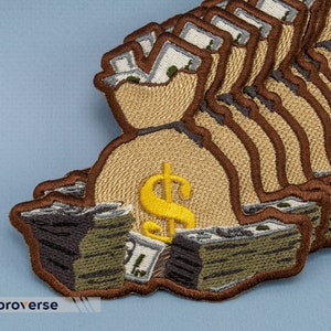 Money Bag Patch - Embroidered Dollars Prosperity Symbol - Iron on ...