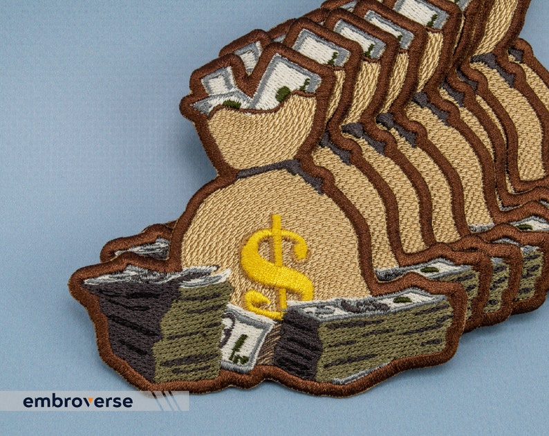 Money Bag Patch - Embroidered Dollars Prosperity Symbol - Iron on ...