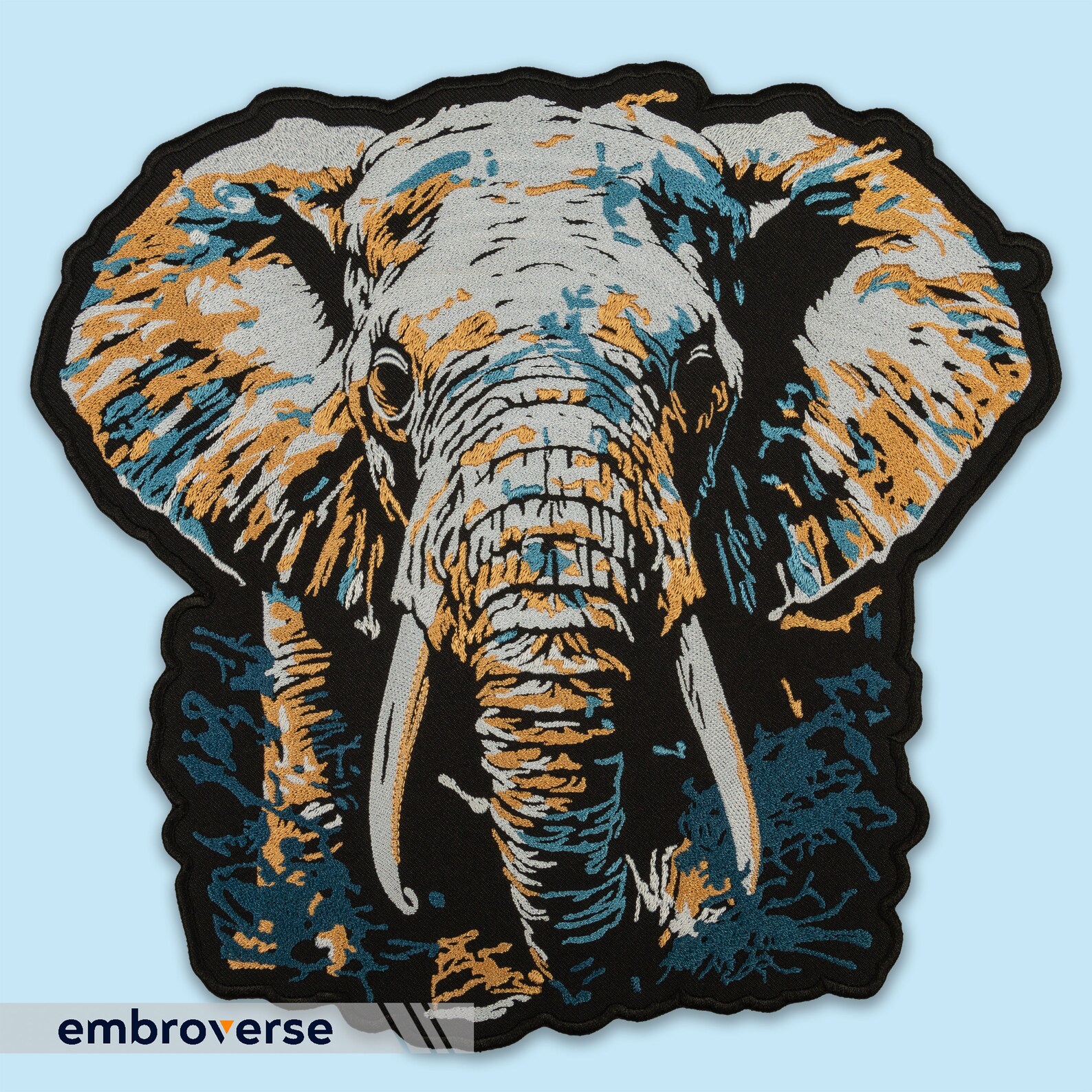 Realistic Elephant Head Large Embroidered Patch Powerful Indian Animal ...