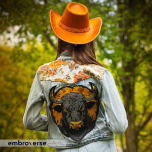 Brutal Bull Head Large Back Patch - Embroidered Powerful Animal Face ...