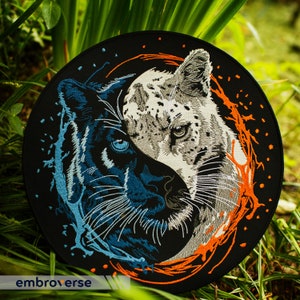 Yin Yang Leopard Large Embroidered Patch - Big Cats Back Jacket ...