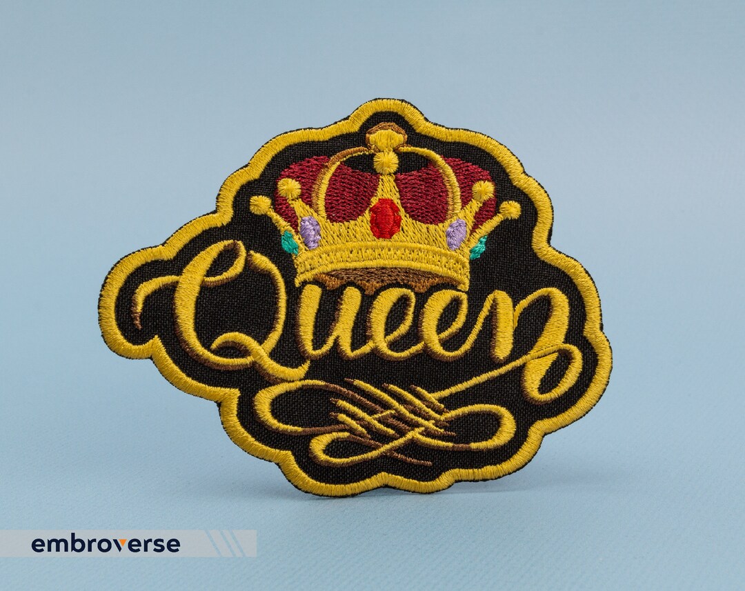 Queen Patch - Embroidered Gold Crown - Iron on Cool Patches - Size: 4.1 ...