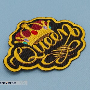 Queen Patch - Embroidered Gold Crown - Iron on Cool Patches - Size: 4.1 ...