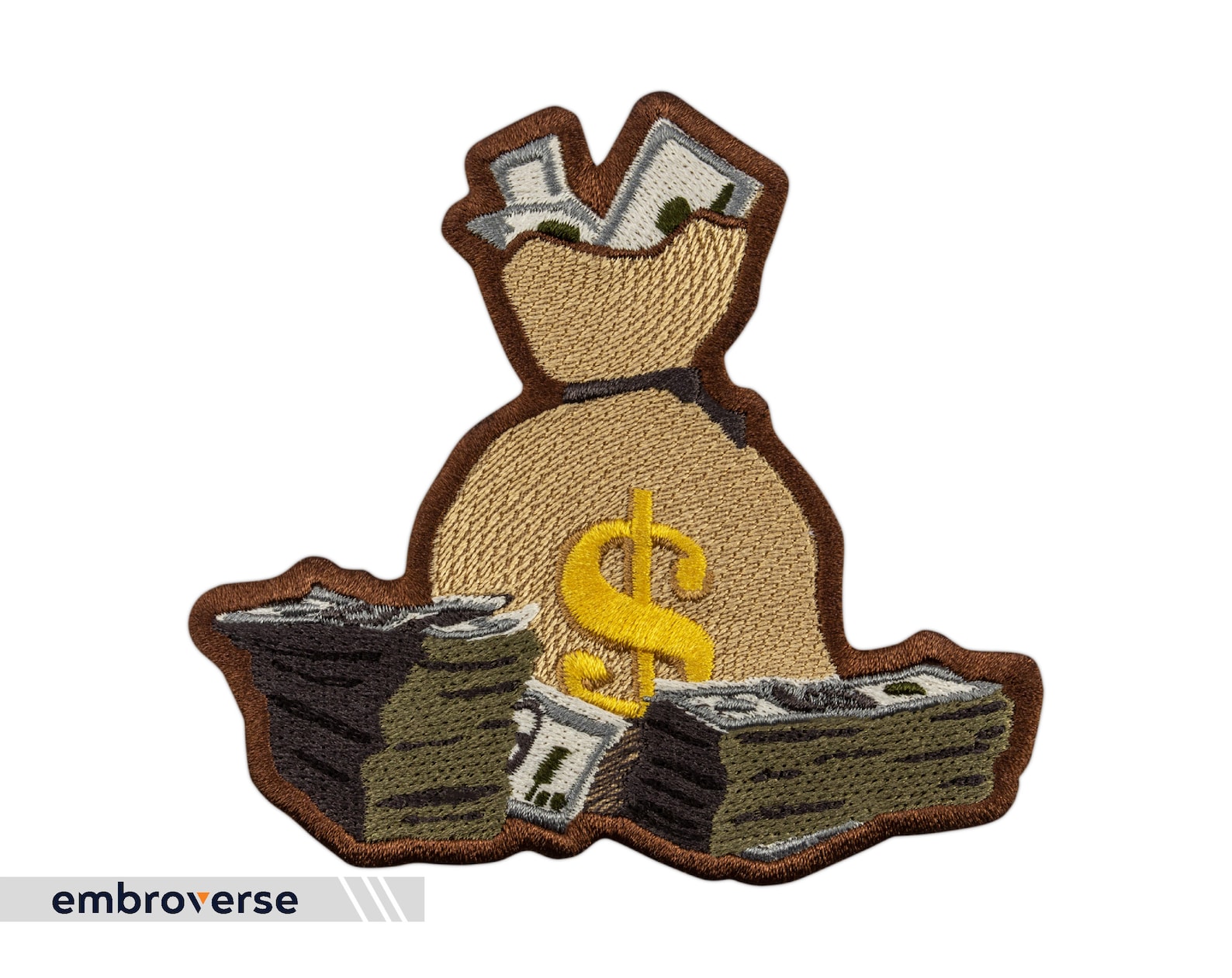 Money Bag Patch - Embroidered Dollars Prosperity Symbol - Iron on ...