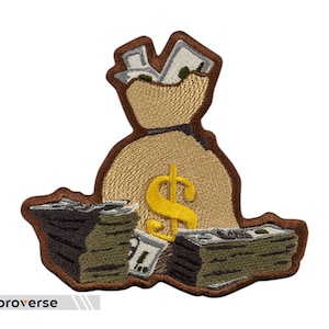 Money Bag Patch - Embroidered Dollars Prosperity Symbol - Iron on ...