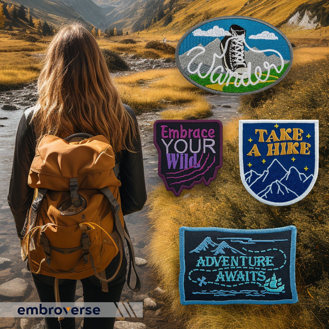 Hiking Travel Patches SET - 4 Embroidered Adventure Quotes, Iron-on ...