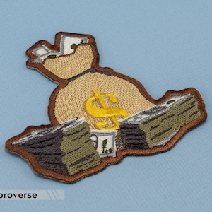 Money Bag Patch - Embroidered Dollars Prosperity Symbol - Iron on ...