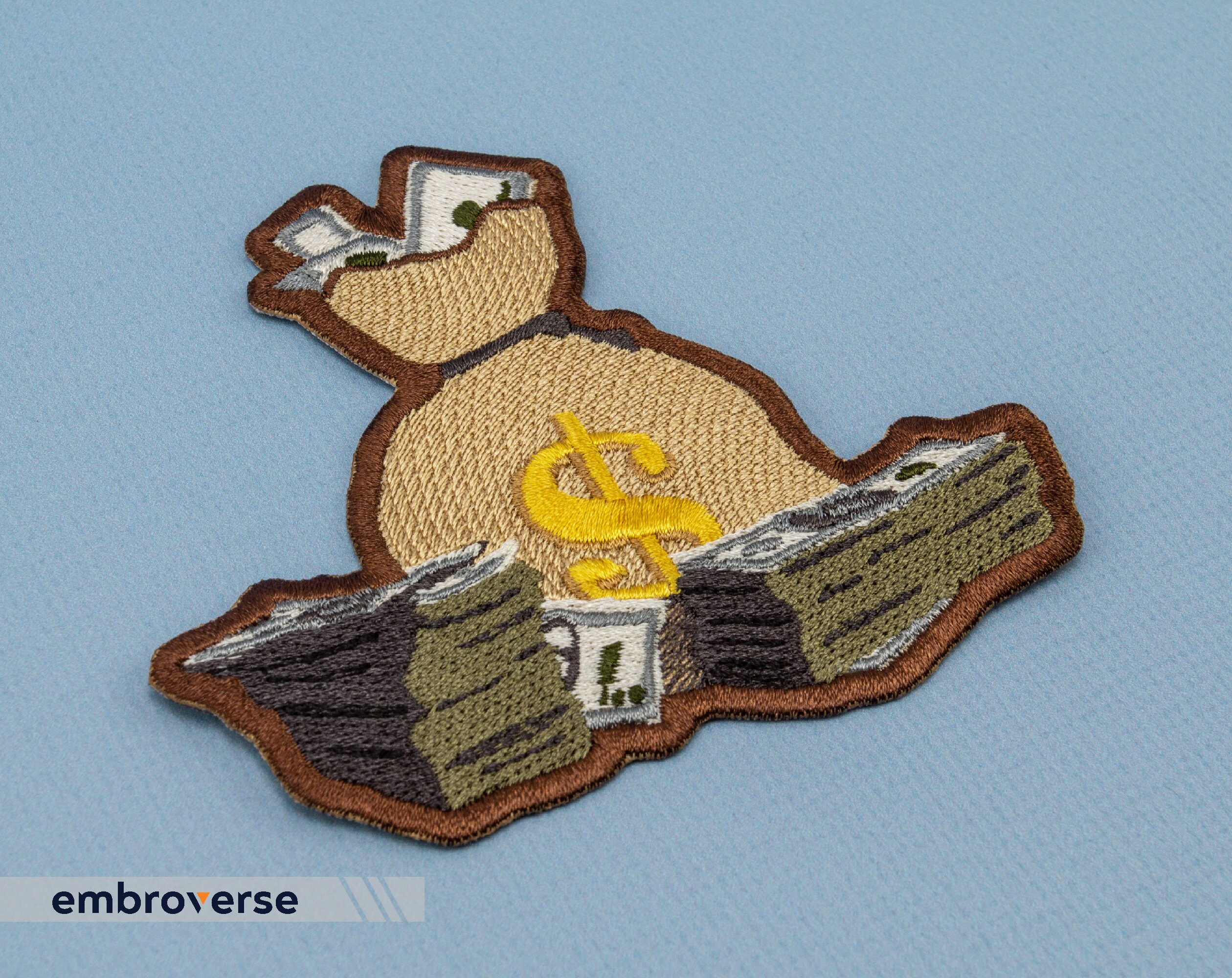 Money Bag Patch - Embroidered Dollars Prosperity Symbol - Iron on ...