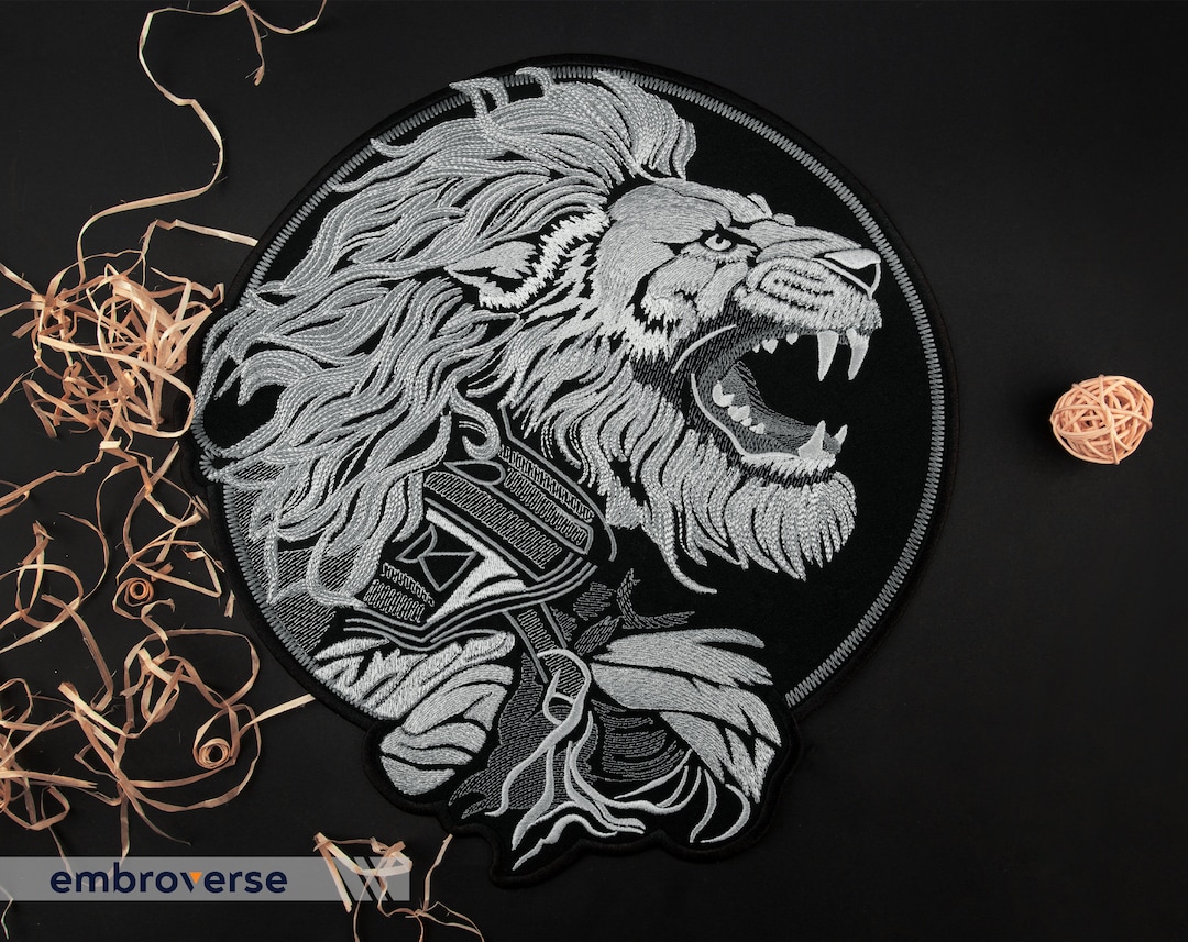 Heroic Lion Head Large Back Patch - Angry Wild Animal - Fantasy Cosplay ...