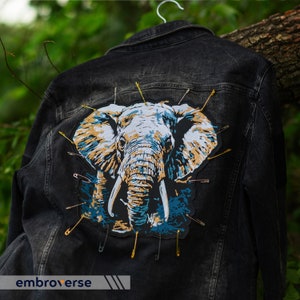 Realistic Elephant Head Large Embroidered Patch - Powerful Indian ...
