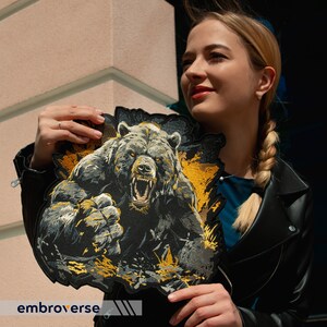 Brutal Grizzly Bear Large Back Patch - Embroidered Wild Angry Beast ...