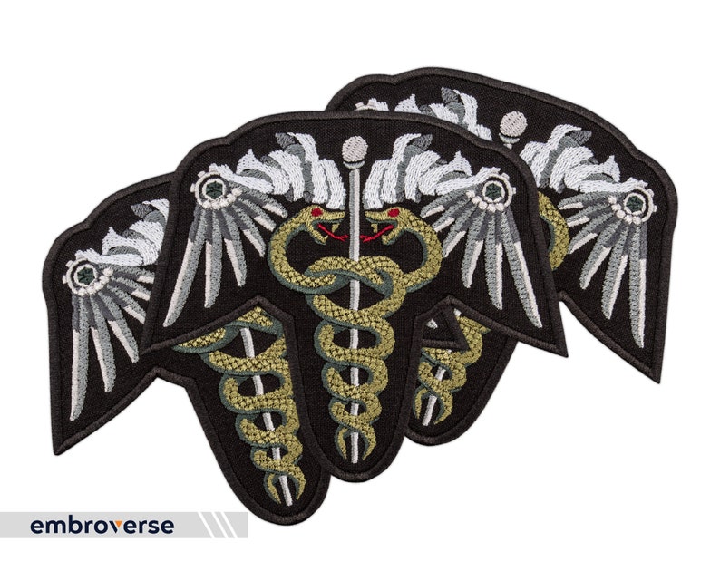 Medical Caduceus Patch Snakes and Wings Symbol Embroidered - Etsy