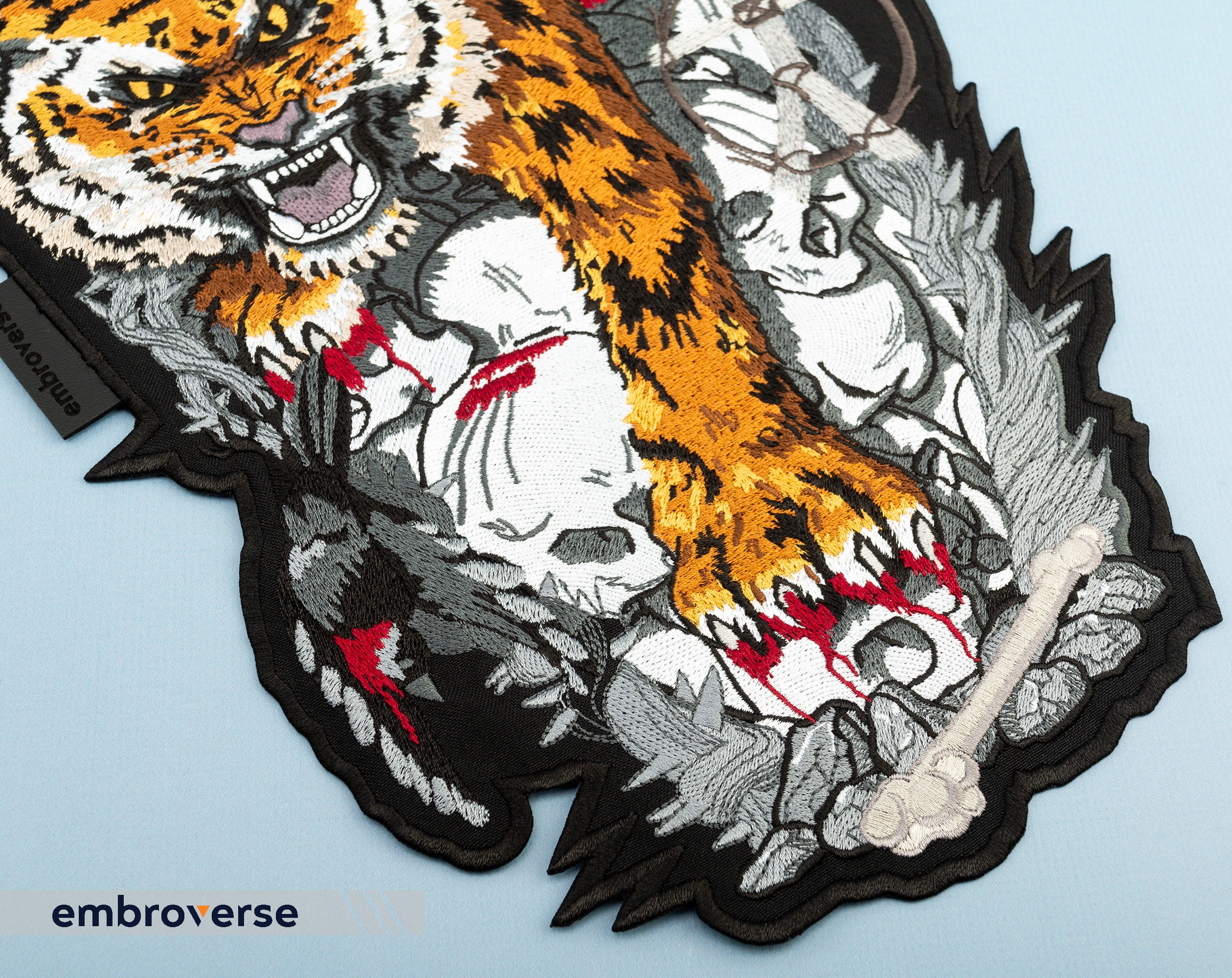 Large Tiger Patch Angry Wild Animal With Skulls and Bones | Etsy