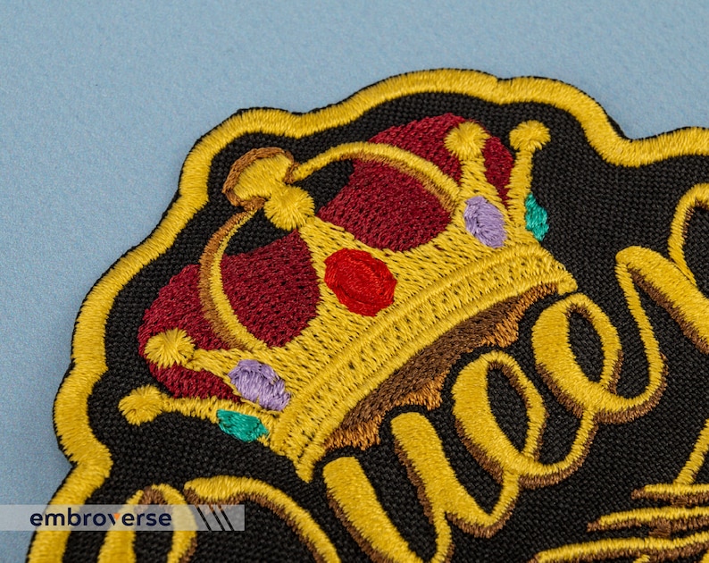 Queen Patch - Embroidered Gold Crown - Iron on Cool Patches - Size: 4.1 ...