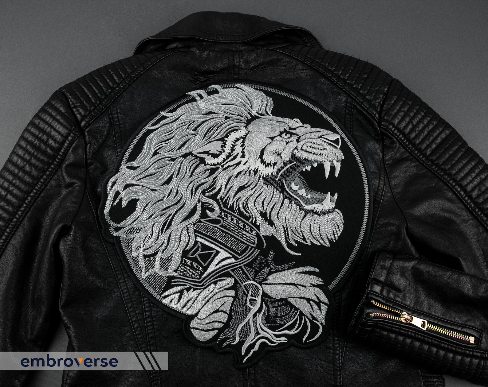 Heroic Lion Head Large Back Patch Angry Wild Animal Fantasy Cosplay ...