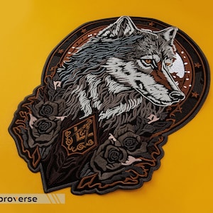 Masonic Wolf With Roses Large Back Patch - Glorious Animal Head - Mason ...