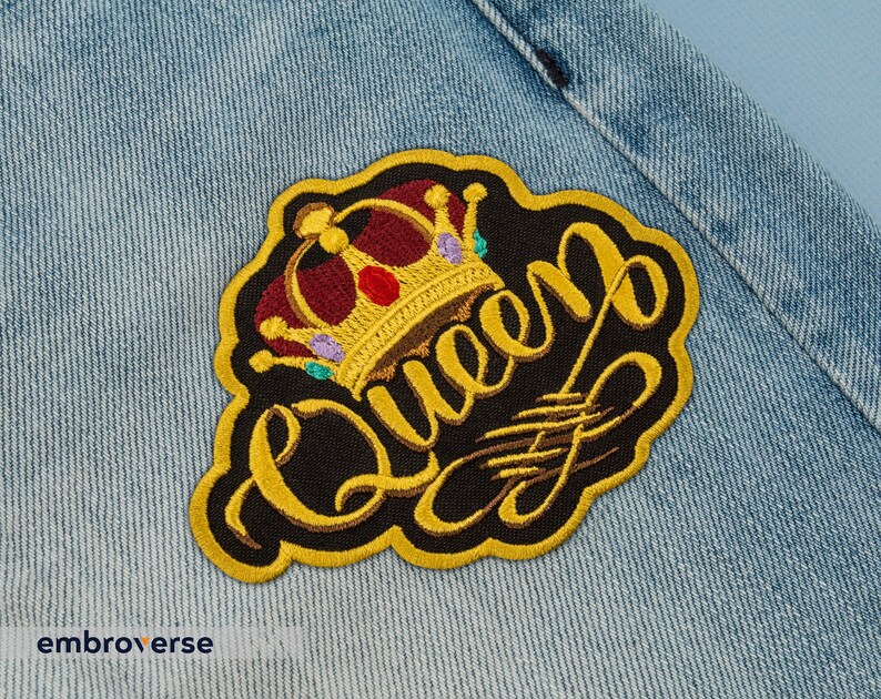 Queen Patch Embroidered Gold Crown Iron on Cool Patches | Etsy