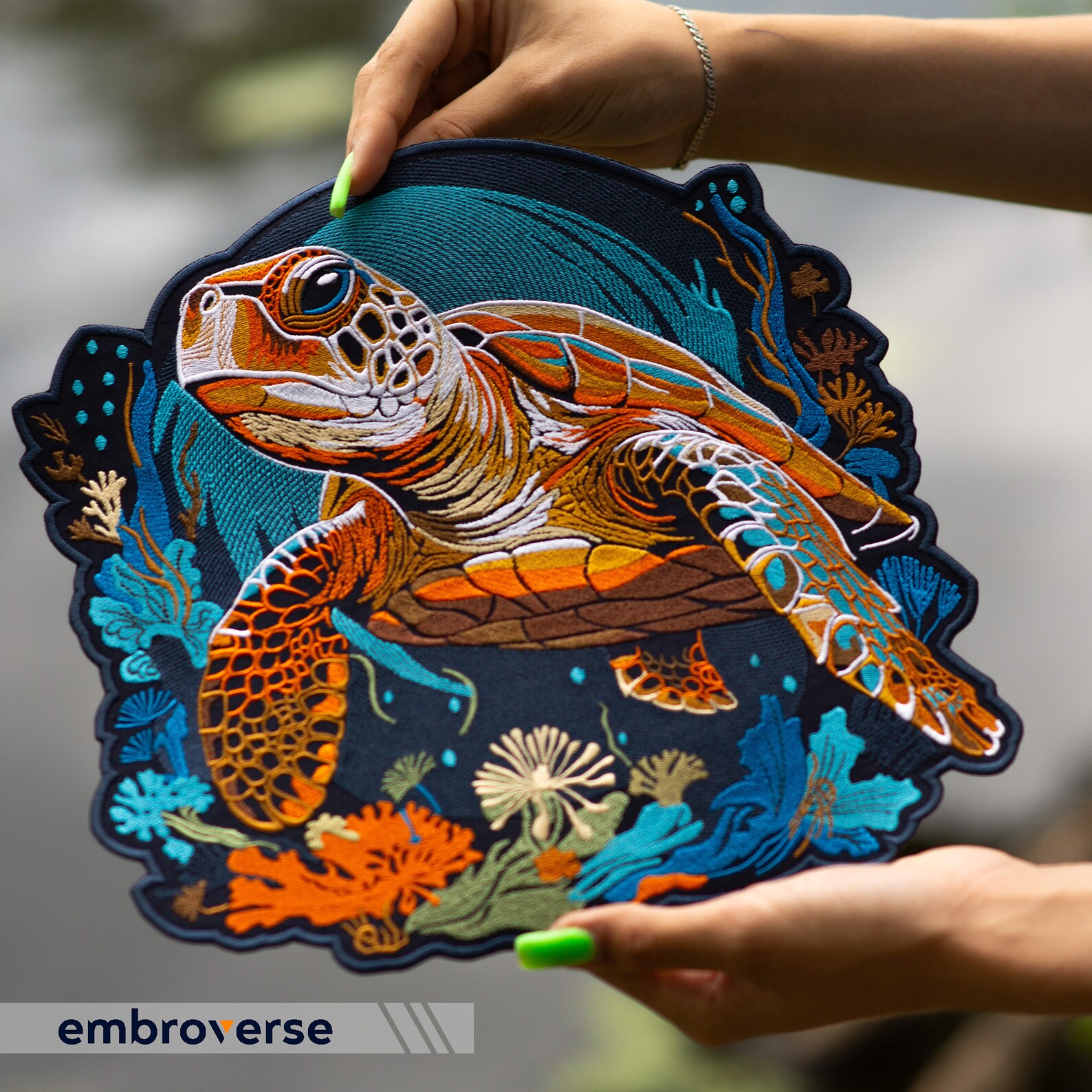 Lifelike Sea Turtle Large Back Patch - Realistic Oceanic Peaceful ...