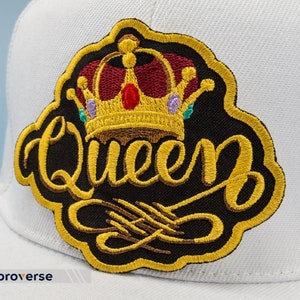 Queen Patch - Embroidered Gold Crown - Iron on Cool Patches - Size: 4.1 ...