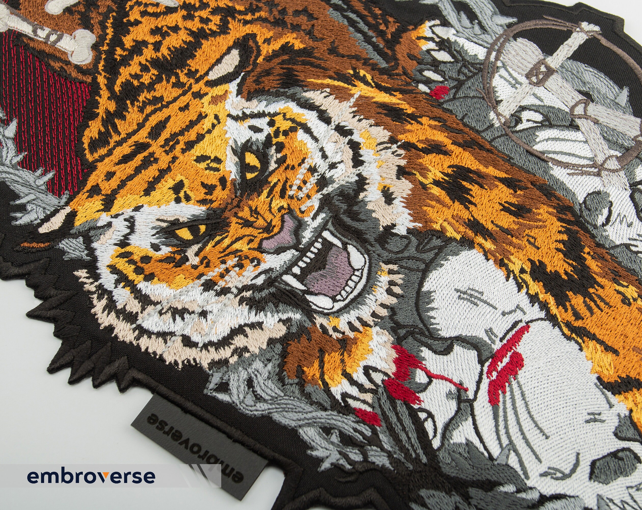 Large Tiger Patch Angry Wild Animal With Skulls and Bones | Etsy