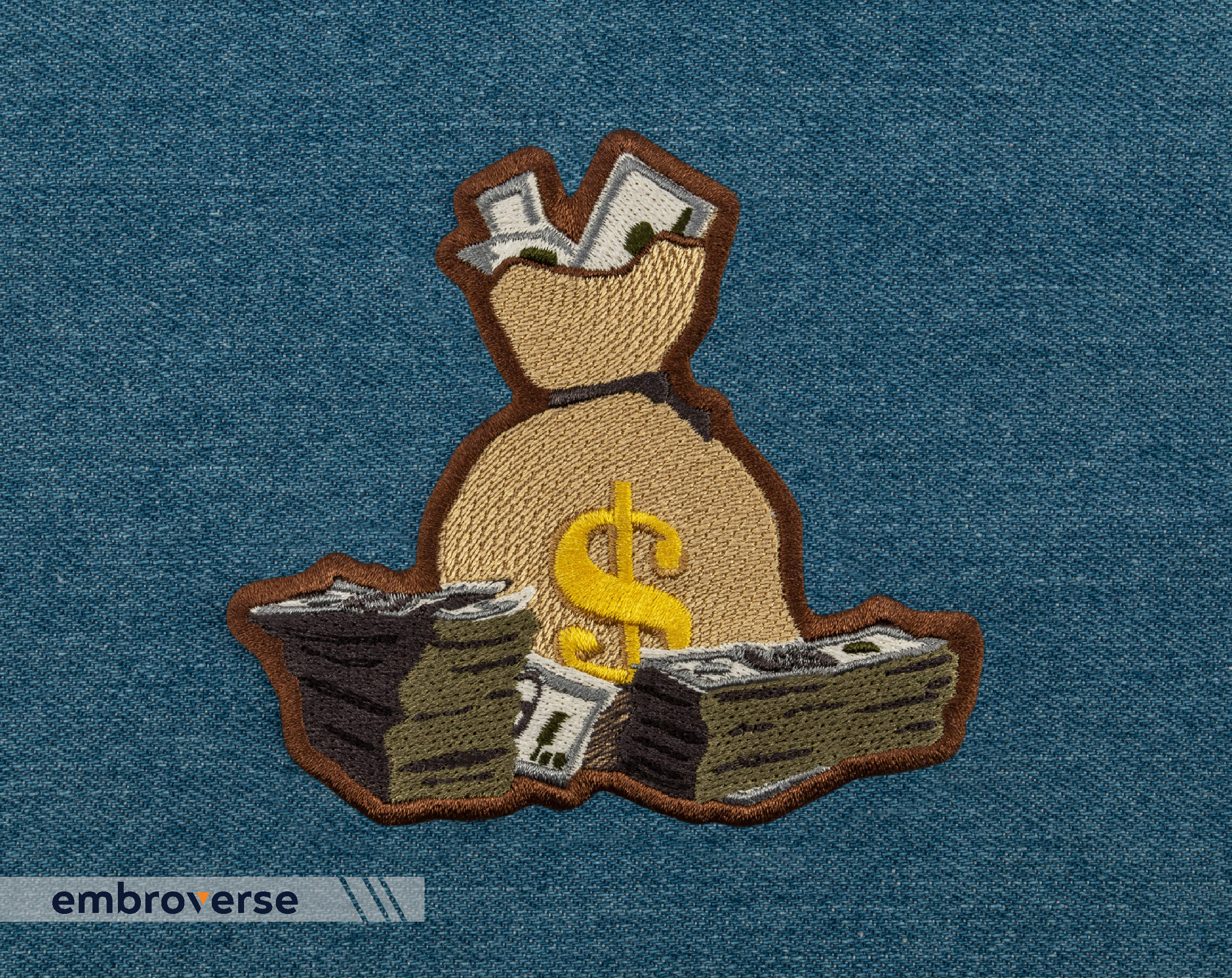 Money Bag Patch - Embroidered Dollars Prosperity Symbol - Iron on ...