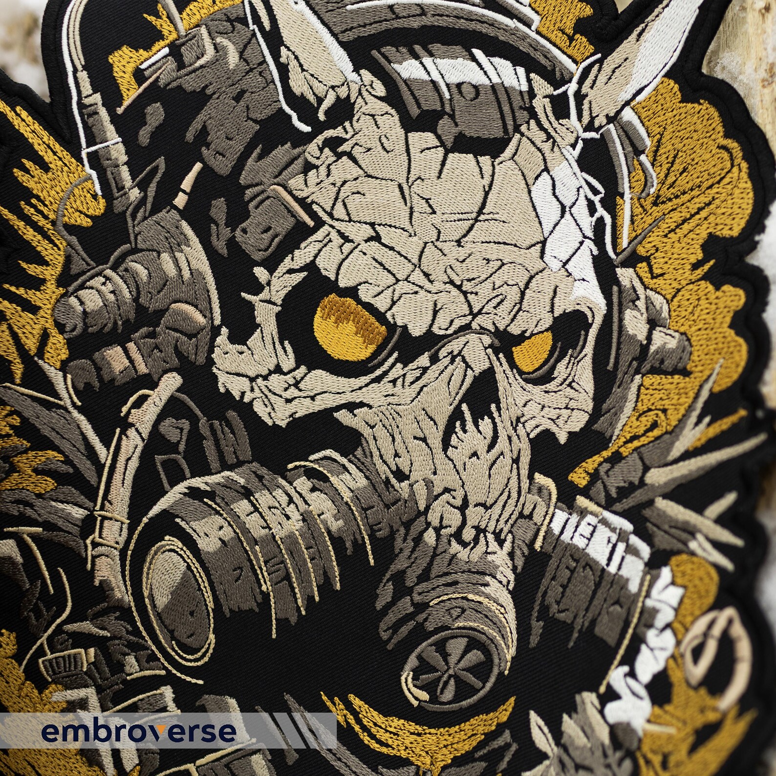 Horned Skull Gas Mask Large Back Patch, Post-apocalyptic Wasteland ...