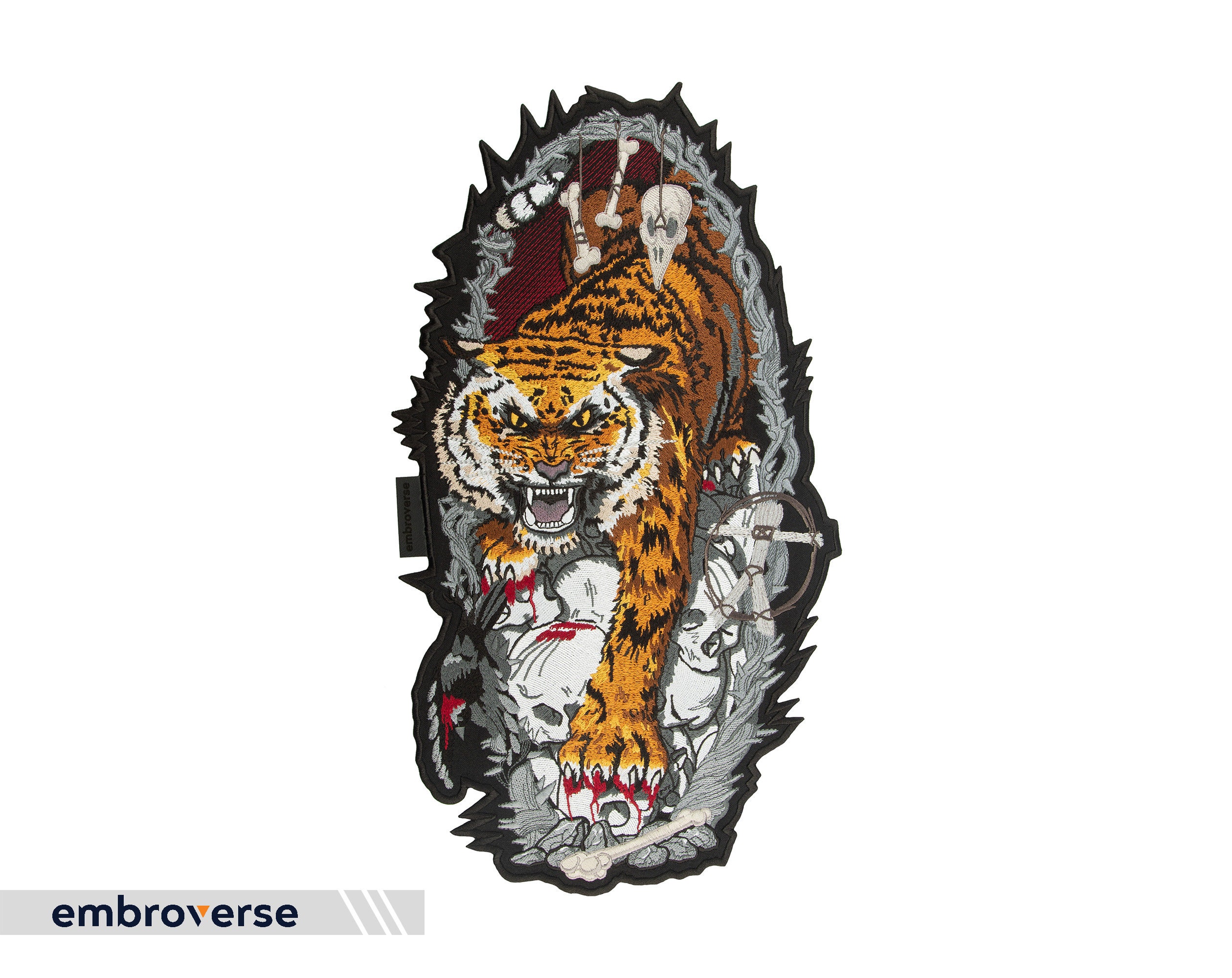 Large Tiger Patch Angry Wild Animal With Skulls and Bones | Etsy