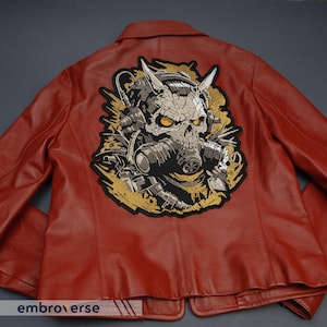 Horned Skull Gas Mask Large Back Patch, Post-apocalyptic Wasteland ...