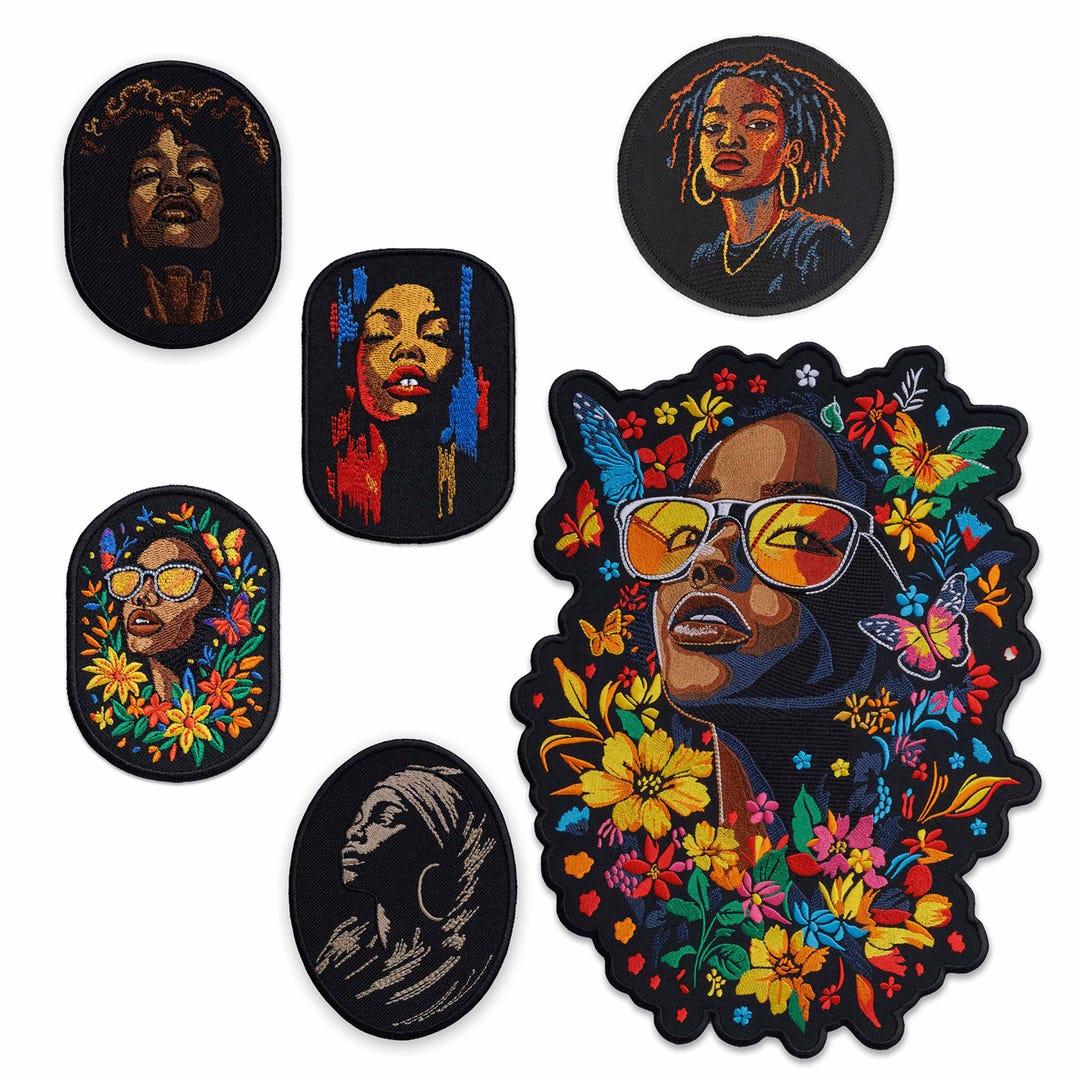 Black Girl Magic Patch Set – 6 Empowering Iron-on Portrait & Floral ...