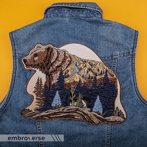 5-piece Mountain Bear Travel Patches SET - Large Back & 4 Small Iron ...