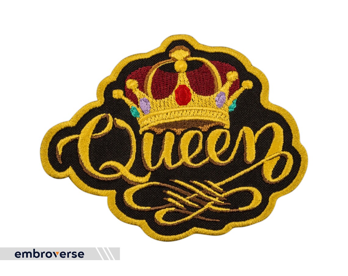 Queen Patch Embroidered Gold Crown Iron On Cool Patches | Etsy