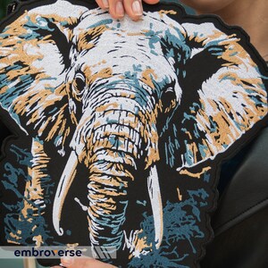Realistic Elephant Head Large Embroidered Patch - Powerful Indian ...
