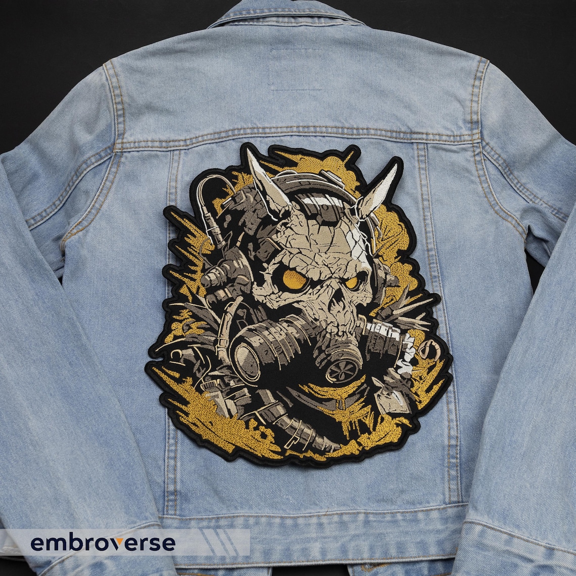 Horned Skull Gas Mask Large Back Patch, Post-apocalyptic Wasteland ...