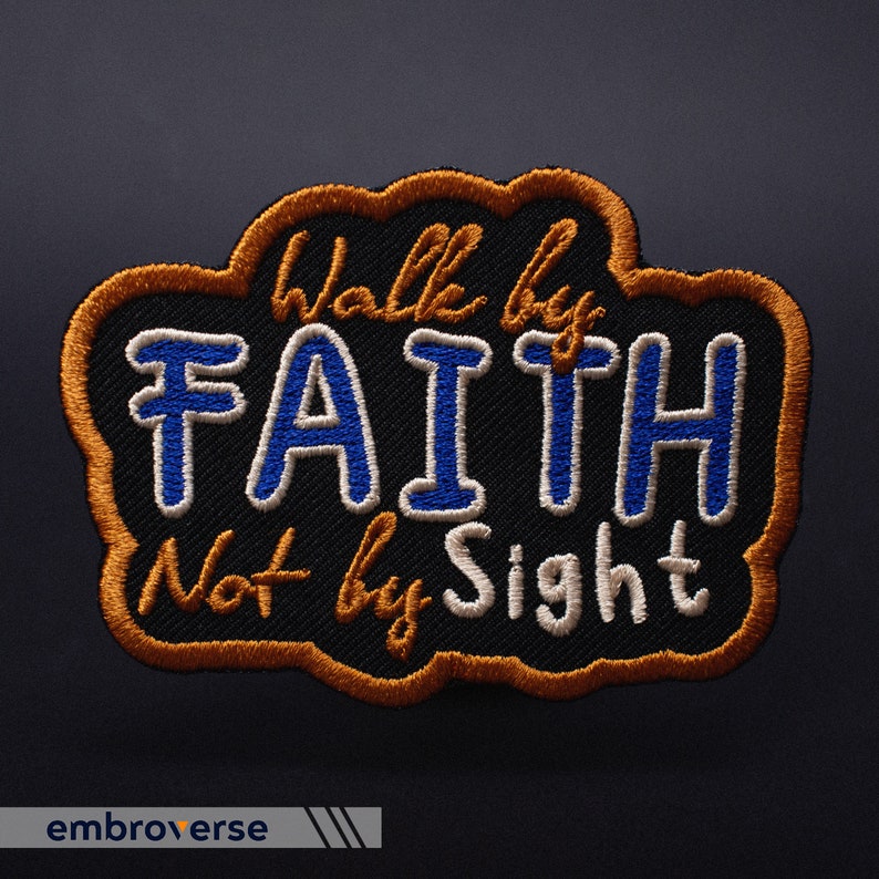 Walk by Faith Embroidered Patch: Christian Iron-on Applique (3.8 X 2.8 ...