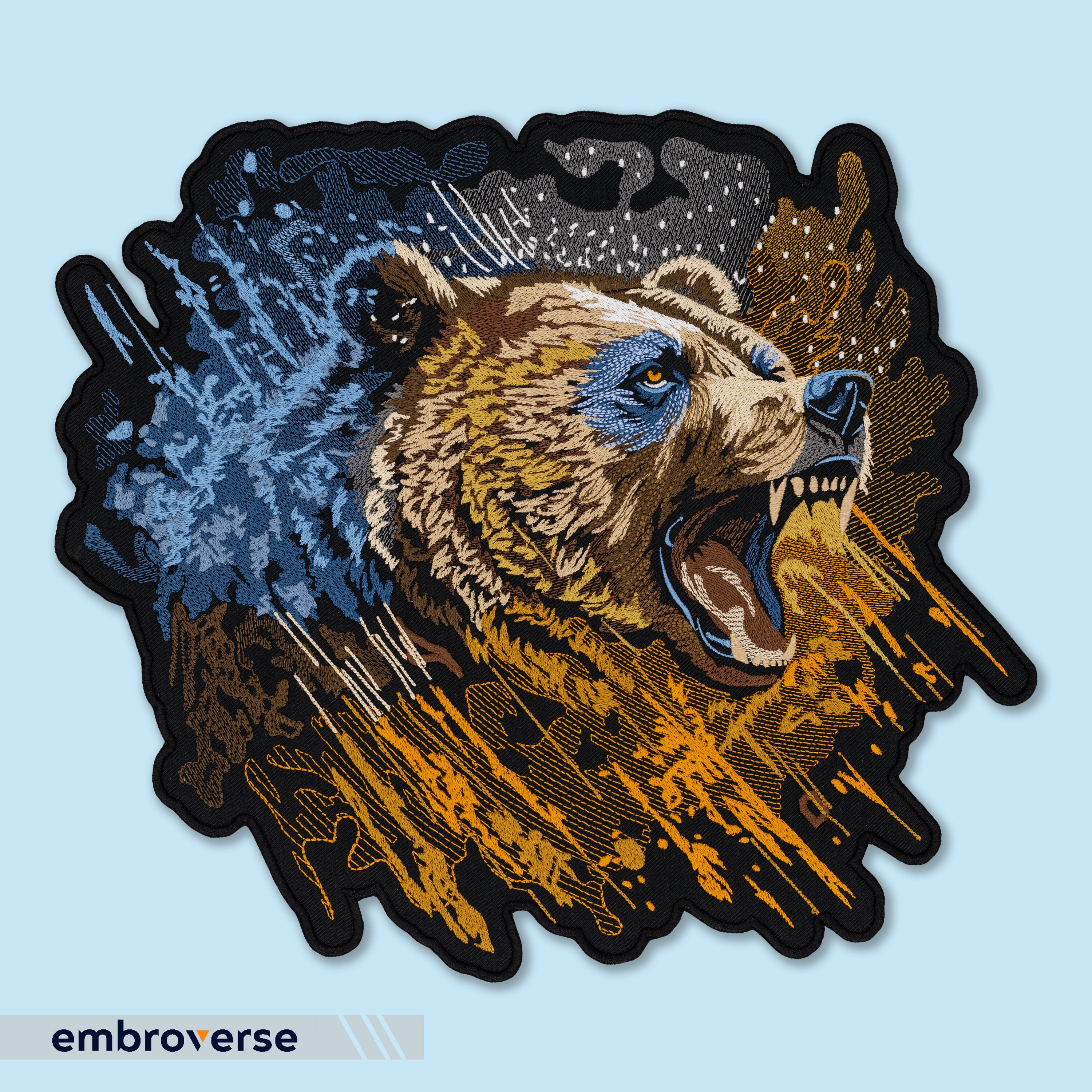 Fierce Bear Head Large Back Patch - Embroidered Wild Angry Beast - Iron ...