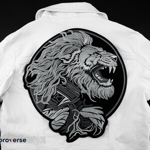 Heroic Lion Head Large Back Patch - Angry Wild Animal - Fantasy Cosplay ...