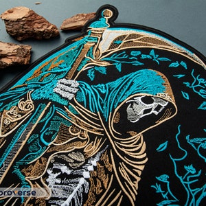 Grim Reaper Large Embroidered Patch - Death Back Patch - Skull-themed ...