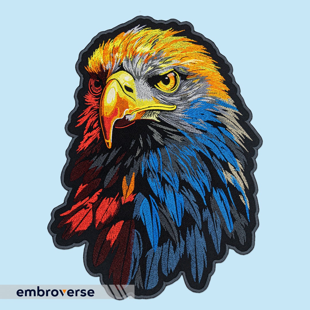 Embroidered Eagle Head Patch: Bold Iron-on Applique - Etsy