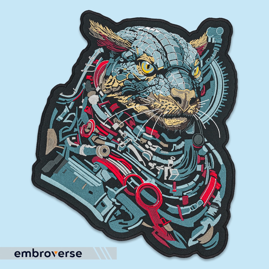 Cyber Cat Embroidered Back Patch - Large Cyberpunk Iron-on Patch ...